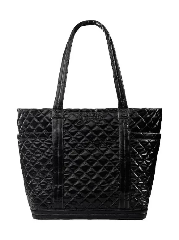 Mz Wallace Large Empire Deluxe Quilted Nylon Tote - Black Liquid
