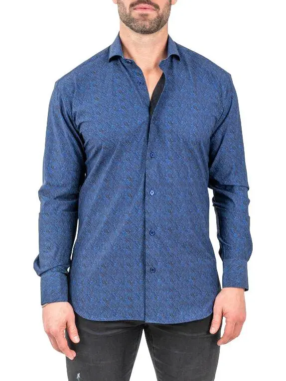 MACEOO Einstein Stretch Deep Night Button-up Shirt - Blue