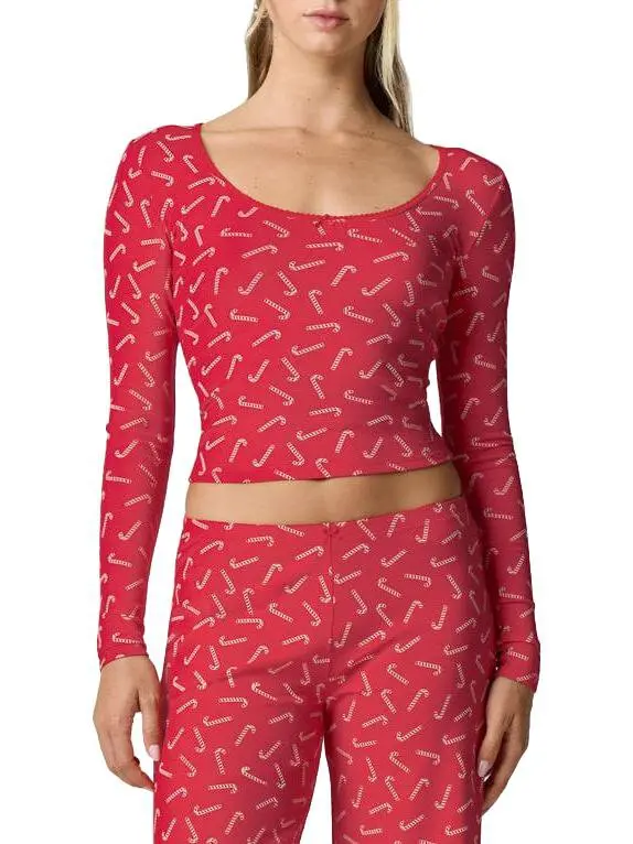 FLORENCE BY MILLS Rib Sleep Top - Scarlet Candy Cane