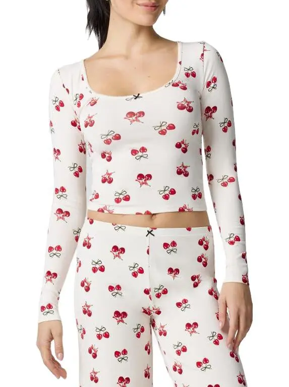 FLORENCE BY MILLS Rib Sleep Top - White/cherry