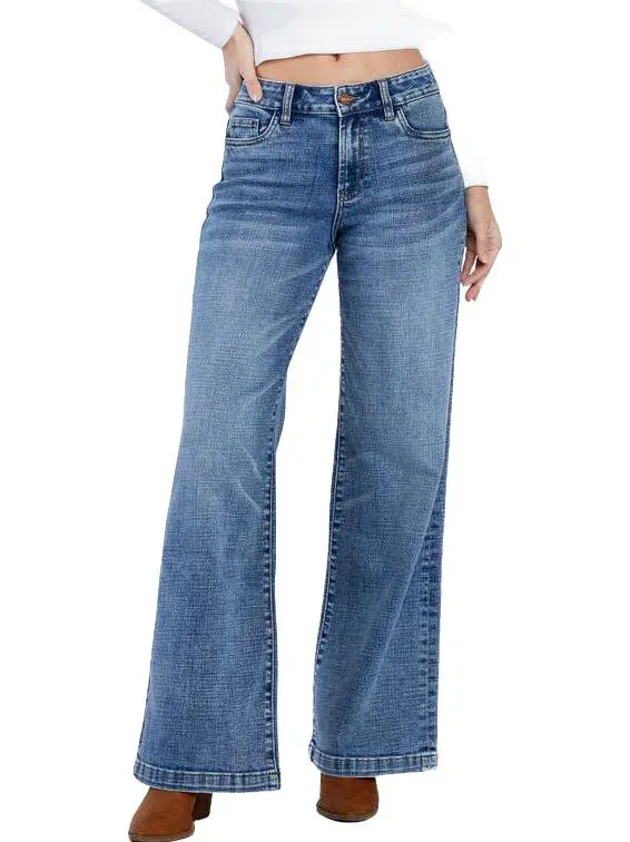 HINT OF BLU Mighty High Waist Wide Leg Jeans - Boundless Blue