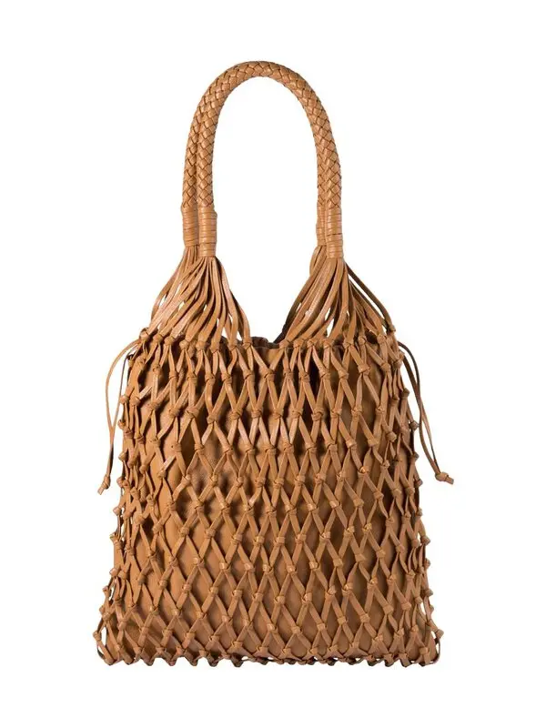 ADRIANA CASTRO La Red Mesh Leather Bag - Tan