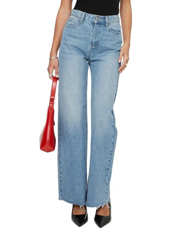 Princess Polly Henesey High-waist Straight-leg Jeans - Blue