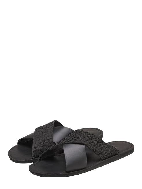 SAREP + ROSE Pike Leather Slide Sandal - Black