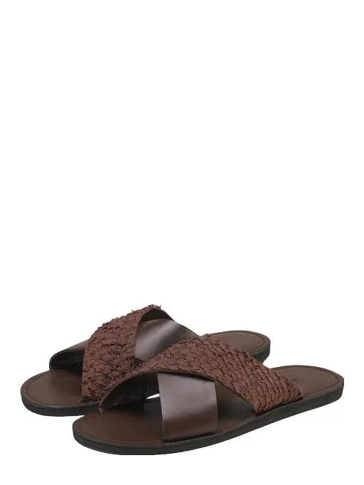 SAREP + ROSE Pike Leather Slide Sandal - Mahogany