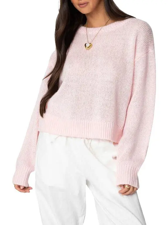 EDIKTED Oversized Crewneck Sweater - Light-pink