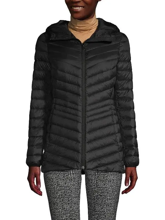 LANDS' END Ultralight Packable Down Jacket - Black