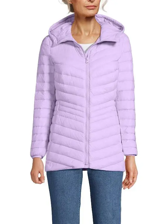 LANDS' END Ultralight Packable Down Jacket - Blushed Lilac