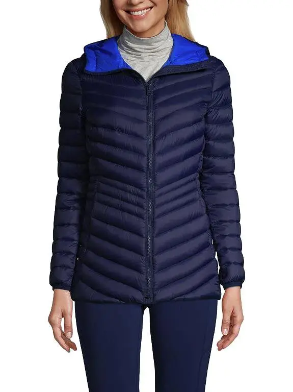 LANDS' END Ultralight Packable Down Jacket - Deep Sea Navy