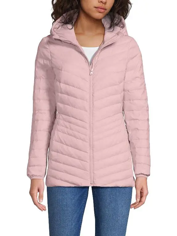 LANDS' END Ultralight Packable Down Jacket - Light Mauve