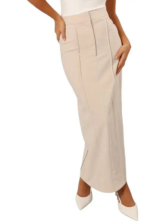 PETAL & PUP Wynona Pintuck Maxi Skirt - Beige