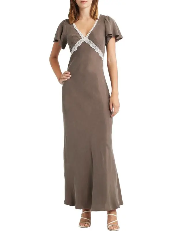 PETAL & PUP Kathryn Maxi Dress - Warm Grey