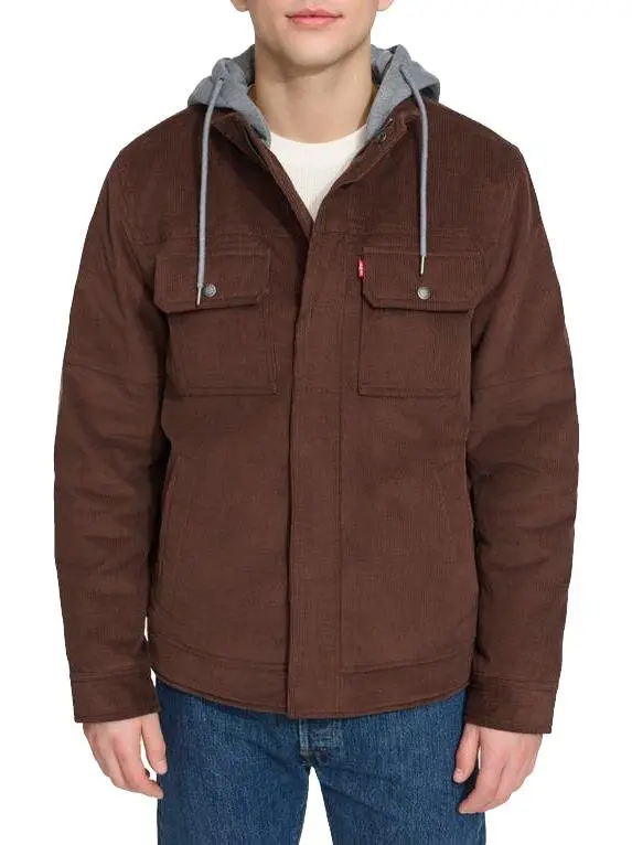 LEVI'S Hooded Corduroy Jacket - Chocolate Brown
