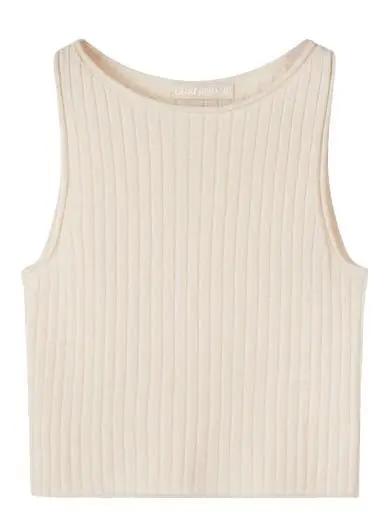 Gobi Cashmere Cashmere Regular Fit Crop Top - Off White
