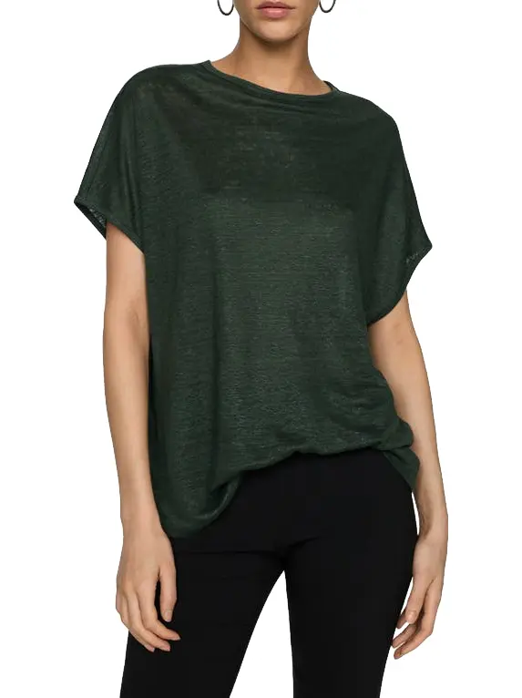 Mango Dolman Short-sleeve Linen Jersey Top - Green