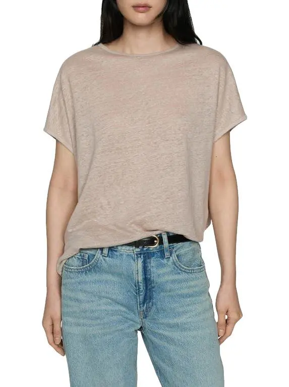 Mango Dolman Short-sleeve Linen Jersey Top - Sand