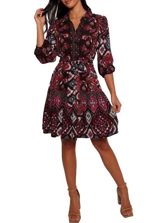 PETAL & PUP Mandy Belted Shirtdress - Chocolate Brown