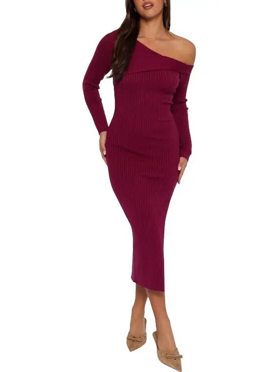 PETAL & PUP Cammie One-shoulder Sweater Dress - Fuchsia