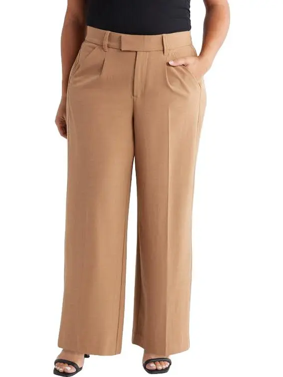 Wit & Wisdom Ab'solution Skyrise Pleated Wide Leg Trousers - Butter Toffee