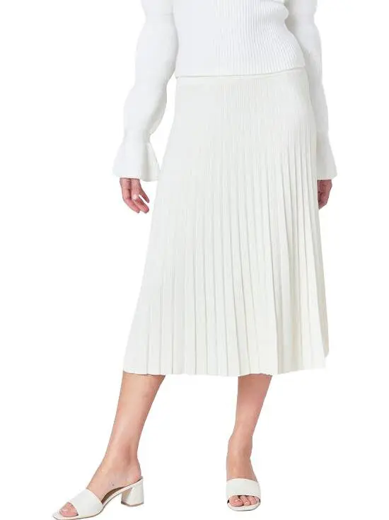 Endless Rose Pleated Knit Skirt - Ivory