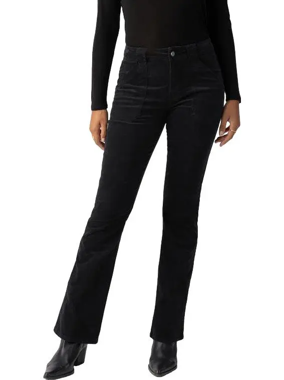 Sanctuary High Waist Velveteen Bootcut Pants - Black
