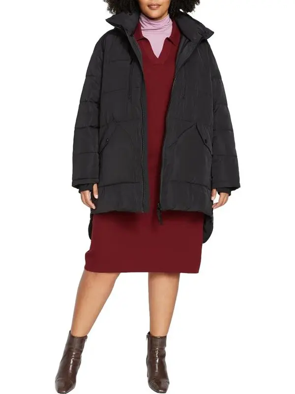 Universal Standard Matterhorn Hooded High-low Puffer Coat - Black