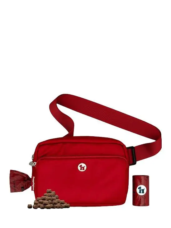 PUPPINGTON 3-in-1 Dog Walking Bag With Poop Bags - Ruby Red