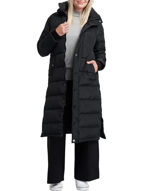 Universal Standard Hooded Long Puffer Coat - Black