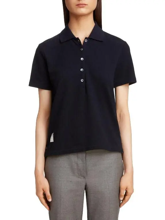 Thom Browne Stripe Piqué Polo - Navy