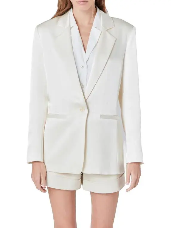 Endless Rose Relaxed Satin Blazer - Champagne