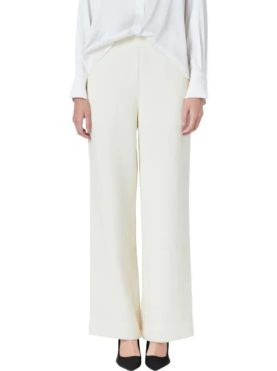 Endless Rose Tweed Wide Leg Trousers - Cream