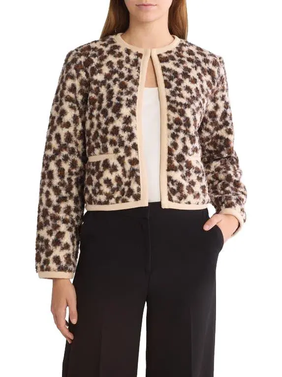 Endless Rose Leopard Faux Shearling Jacket - Ivory Multi