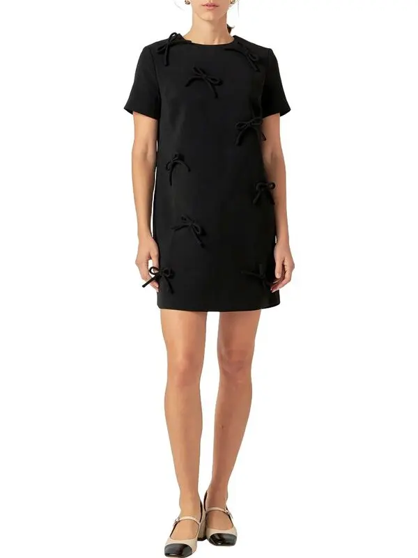 English Factory Bow T-shirt Mini Dress - Black