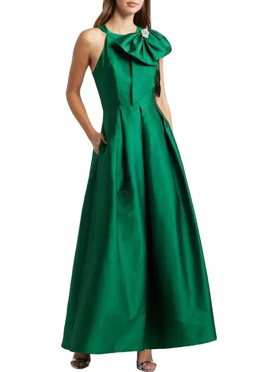 Eliza J Bow Mikado Ballgown - Emerald