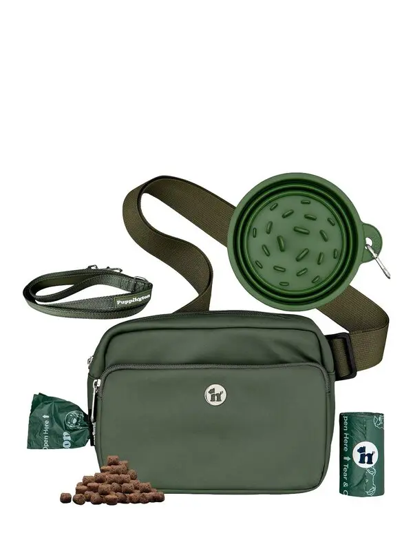 PUPPINGTON 3-in-1 Dog Walking Bag With Accessories - Basil Green