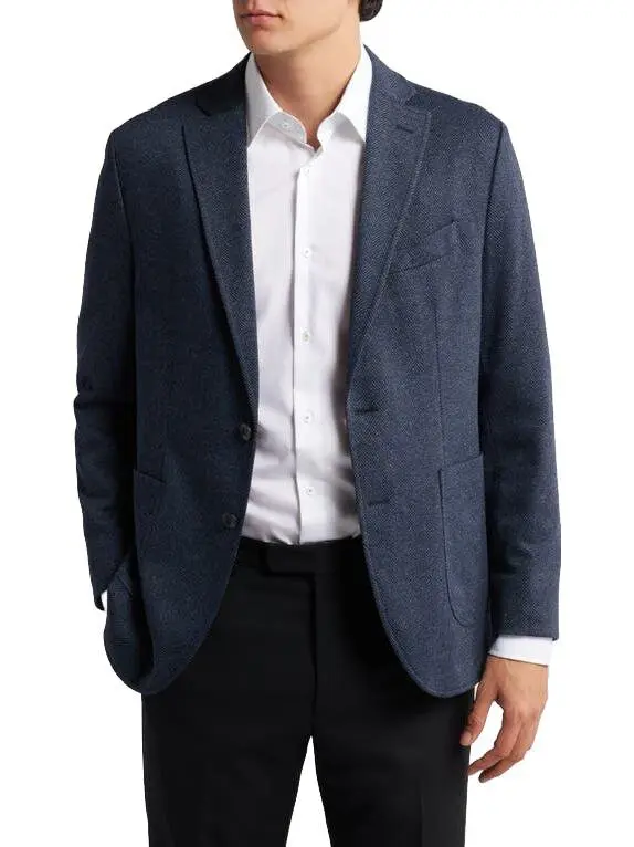 GRUNER 1949 Alfi Herringbone Knit Sport Coat - Blue