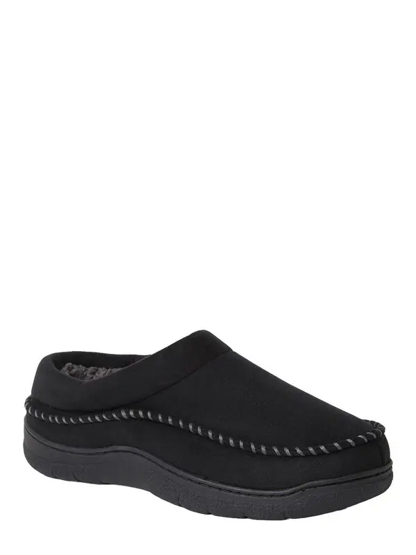 DEARFOAMS Thompson Moccasin Toe Clog Slipper - Black Solid