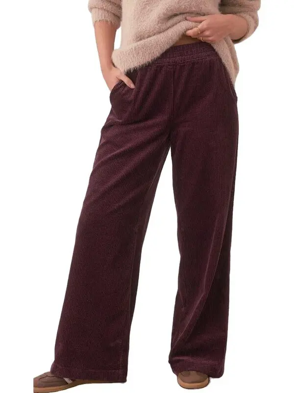 Marine Layer Allison Corduroy Wide Leg Trousers - Windsor Wine