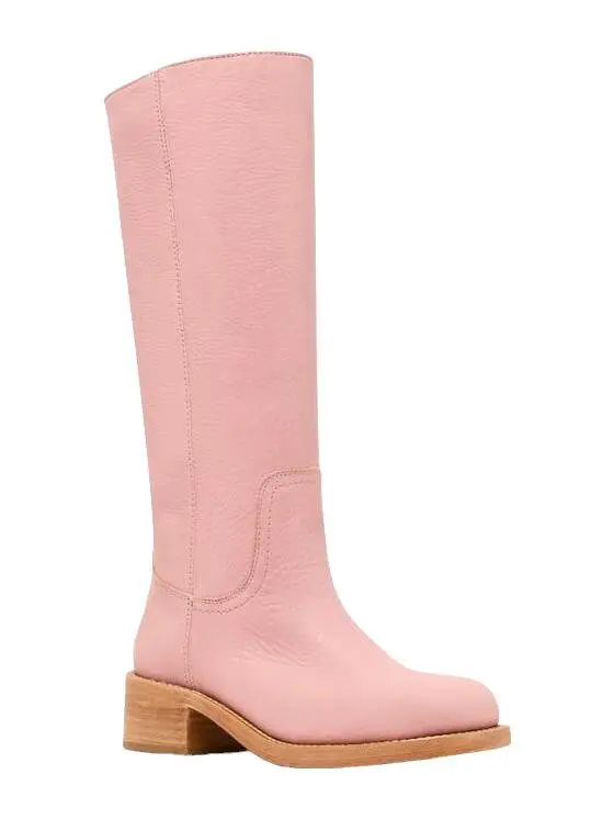 Steve Madden Riggs Knee High Boots - Pink Leather