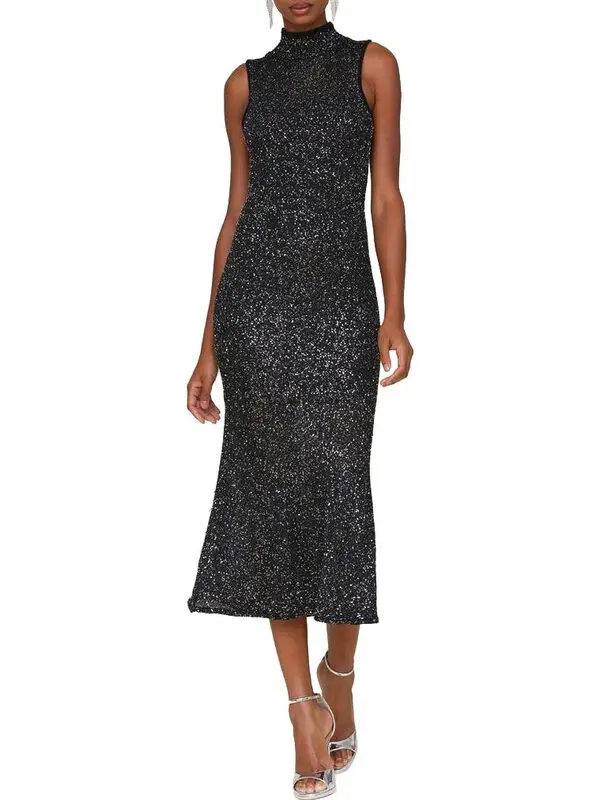 Avec Les Filles Sequin Knit Dress - Black