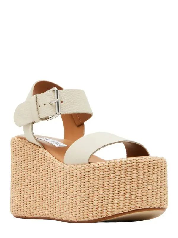 Steve Madden Sunset Platform Wedge Sandal - Bone Leather