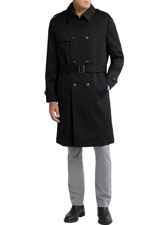 Hart Schaffner Marx Bridgeport Water Resistant Double-breasted Trench Coat - Black