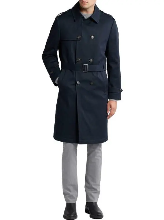 Hart Schaffner Marx Bridgeport Water Resistant Double-breasted Trench Coat - Navy