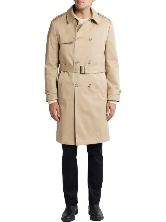 Hart Schaffner Marx Bridgeport Water Resistant Double-breasted Trench Coat - Tan