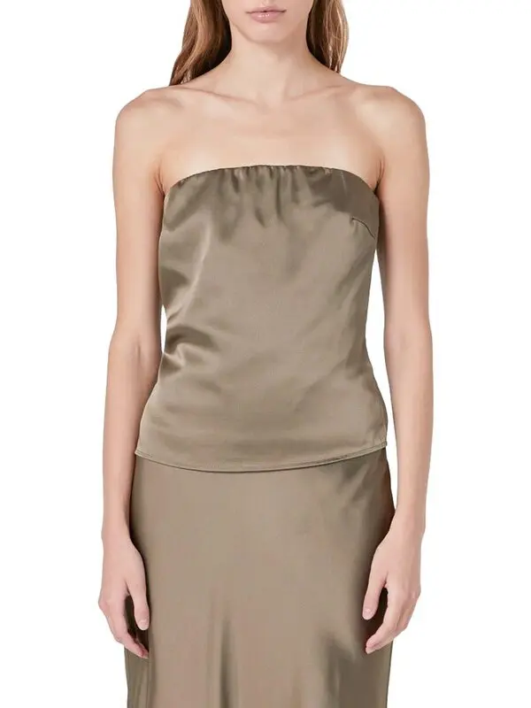Endless Rose Strapless Satin Top - Espresso