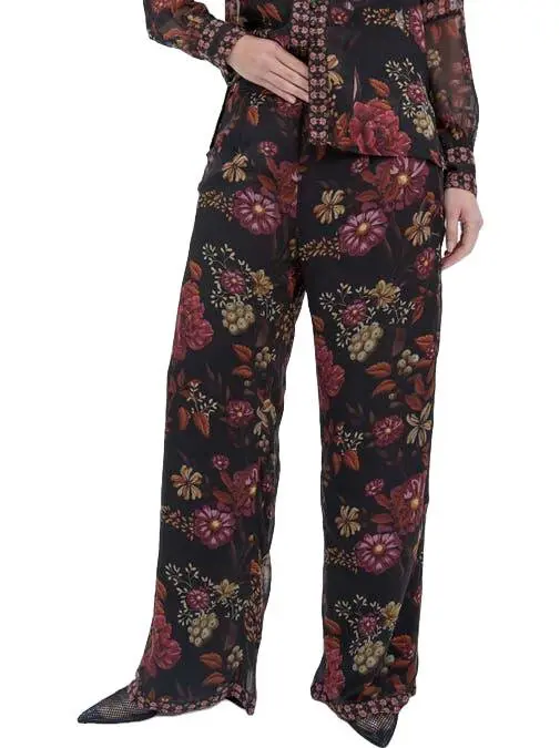 RAISHMA Floral Print Trousers - Black