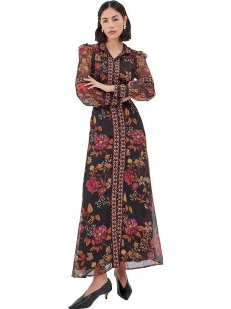 RAISHMA Floral Maxi Dress - Black