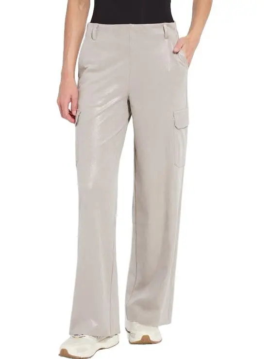 Lyssé Metallic Faux Suede Cargo Pants - Liquid Soft Taupe