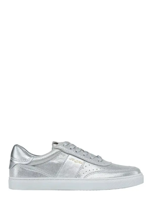 J/SLIDES NYC Tinsley Metallic Leather Sneakers - Metallic  Silver