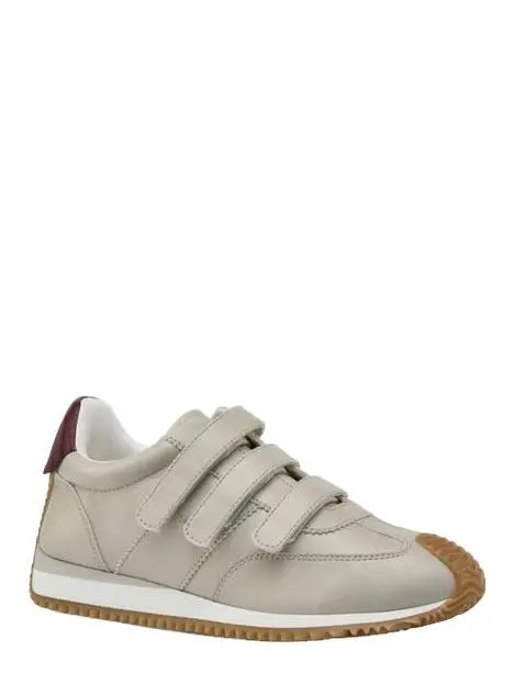 J/SLIDES NYC Lyla Leather And Suede Sneaker - Off White/wine